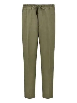 Canali Linen Drawstring Chinos - Green