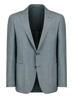 Canali Kei Blazer In Linen, Silk And Wool - Green