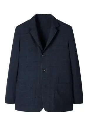 Paul Smith Navy Check Stretch-wool Patch-pocket Blazer - Blue