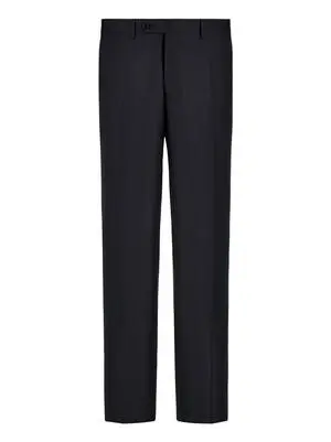 Canali Microstructured Wool Trousers - Blue