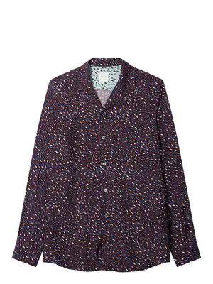 Paul Smith Burgundy 'screen Dance' Print Viscose Shirt - Purple