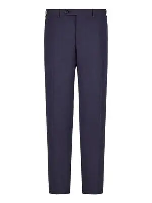 Canali Regular-fit Linen-silk Blend Trousers - Blue