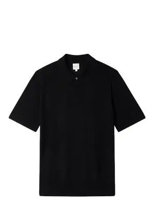 Paul Smith Merino Wool Short Sleeve Polo Shirt - Black