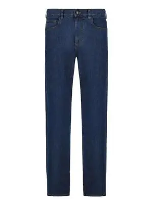 Canali Five-pocket Regular-fit Stretch Denim Pants - Blue