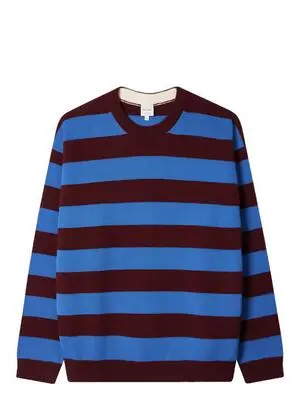 Paul Smith Lambswool Blend Striped Crew Neck Sweater - Red