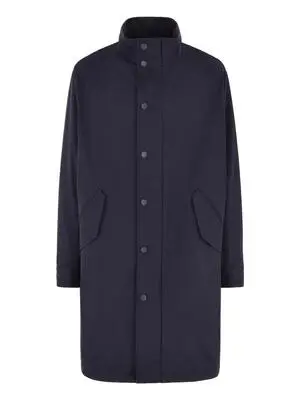 Canali Technical Fabric Hooded Parka - Blue