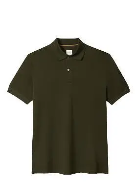 Paul Smith Khaki 'artist Stripe' Placket Polo Shirt - Green