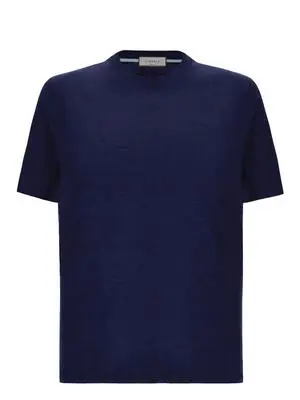 Canali Dark Navy Cotton T-shirt - Blue