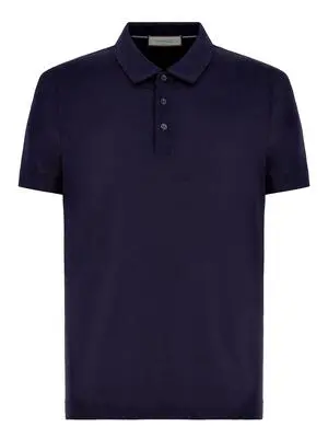 CANALI Dark Navy Silk Polo Shirt