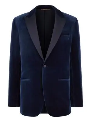 Canali Cotton Velvet Tuxedo Jacket - Blue