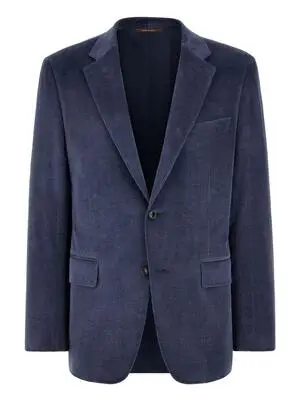 Canali Stretch Cotton And Cashmere Corduroy Jacket - Blue