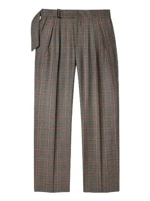 Paul Smith Check Wool Belted Trousers - Brown