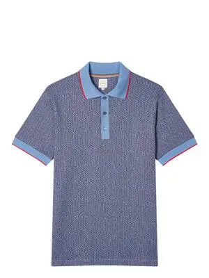 Paul Smith Micro-jacquard Cotton-blend Polo Shirt - Blue