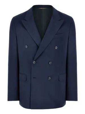 Canali 170's Wool And Cashmere Double-breasted Jacket - Blue