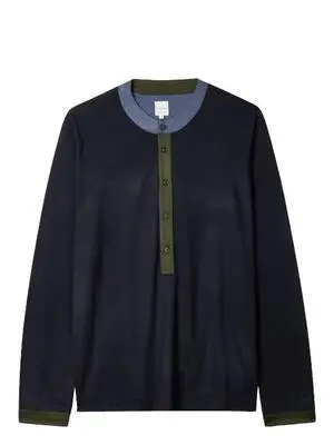 Paul Smith Contrast-collar Henley Top - Blue