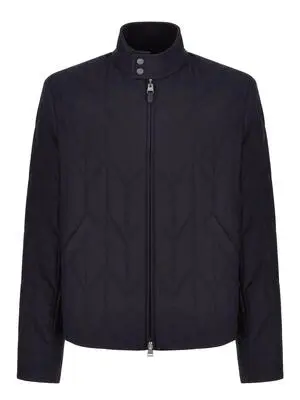 Canali Quilted Technical Fabric Jacket - Blue