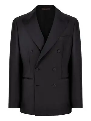 Canali Wool And Silk Tuxedo Jacket - Black