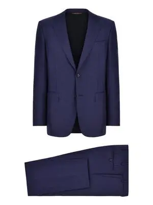 Canali Pure Wool Suit With Single-breasted Two-button Jacket - Blue