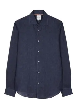 Paul Smith Slim-fit Navy Linen Shirt - Blue