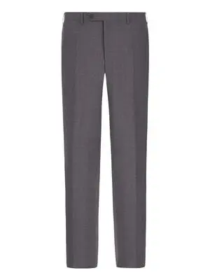 Canali Plain Wool Canvas Pants - Grey
