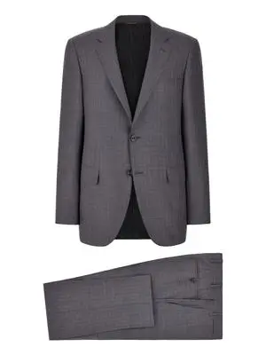 Canali Gray Single-breasted 150's Wool And Silk Suit - Grey
