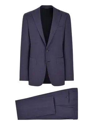 Canali Pure Wool Suit With Pants With One Pleat - Blue