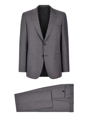 Canali Gray Single-breasted Pure 150's Wool Suit - Grey