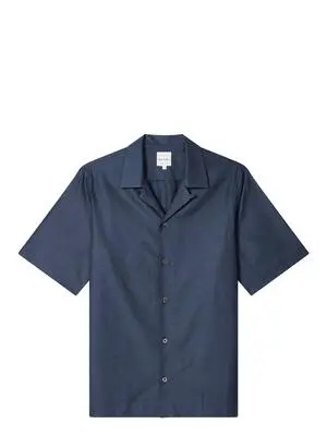 Paul Smith Navy Brushed Cotton-twill Short-sleeve Shirt - Blue