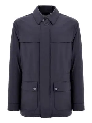 Canali Technical Fabric Field Jacket - Blue
