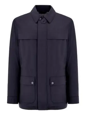 Canali Nuvola Maestrale Technical Fabric Field Jacket - Blue