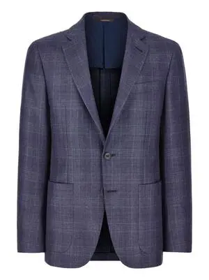 Canali Kei Silk And Cashmere Jacket - Blue