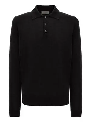 Canali Seamless Nuvola Polo In Extra-fine Merino Wool - Black