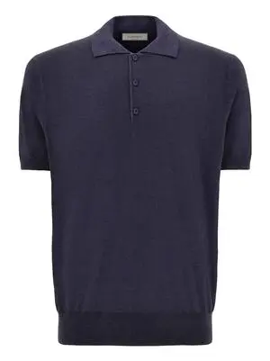 Canali Nuvola Dark Navy Garment-dyed Wool And Silk Polo Shirt - Blue