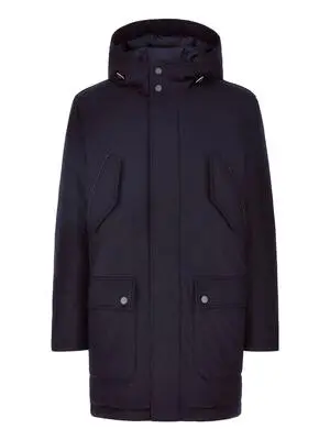 Canali Cashmere Car Coat With Hood - Blue