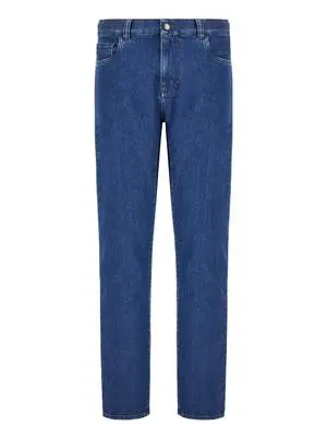 Canali Regular Fit Cashmere Blend Denim Pants - Blue