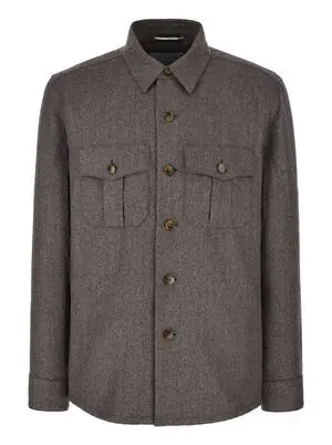 Canali Six-button Shirt Jacket In Pure Wool Impeccabile - Brown