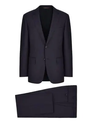 Canali Navy Suit In 180's Pure Wool With Single-breasted Jacket - Blue