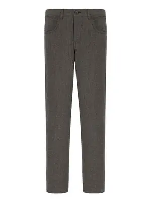 Canali Five-pocket Impeccabile Wool Flannel Pants - Brown