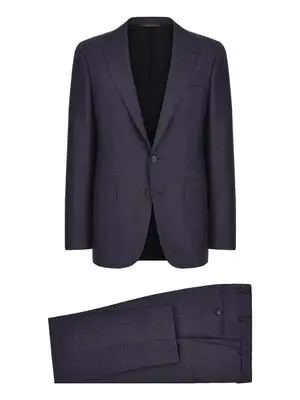 Canali Modern Cut Pure Wool Suit With Single-breasted Jacket - Blue