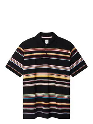 Paul Smith Signature Stripe' Cotton-piqué Polo Shirt - Black