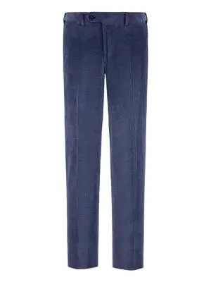 Canali Stretch Cotton And Cashmere Velvet Trousers - Blue