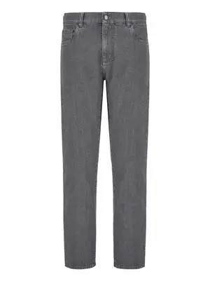 Canali Regular Fit Five-pocket Denim Pants - Grey