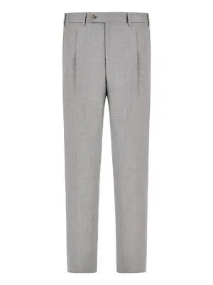 Canali High-waisted Pure Wool Trousers - Grey