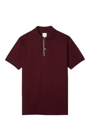 Paul Smith Maroon 'signature Stripe' Trim Polo Shirt - Red