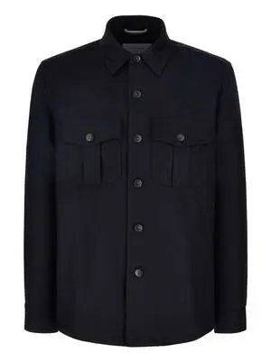 Canali Wool Six-button Shirt Jacket - Black