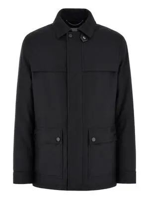 Canali Maestrale Set-in Sleeve Technical Fabric Field Jacket - Black