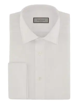 Canali Regular Fit Shirt With Double-cuff In Cotton - White