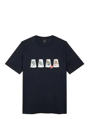 Paul Smith Dark Navy 'cups' Print T-shirt - Blue