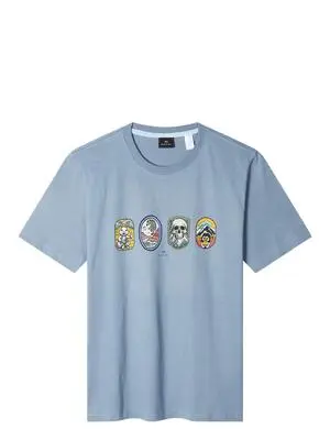 Paul Smith Pale 'badges' T-shirt - Blue