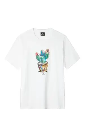 Paul Smith Graffiti Cactus' Print T-shirt - White